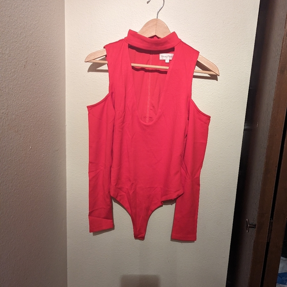 Privacy Please | Tops | Cherry Red Bodysuit With Snaps | Poshmark